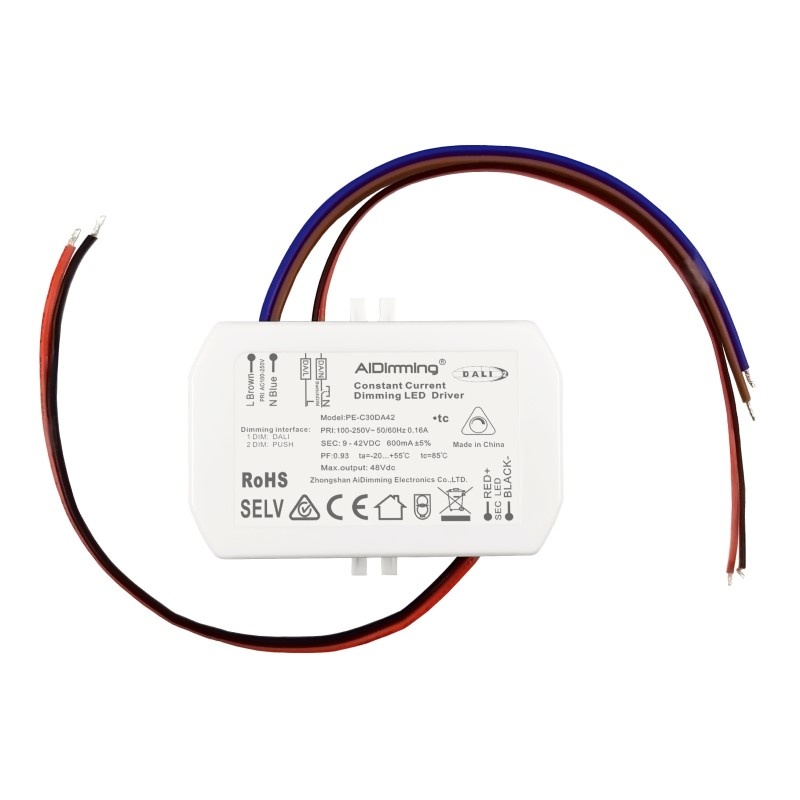 30W 450-700mA DALI-2 PUSH DT6 Small size CC Driver PE-C30DA